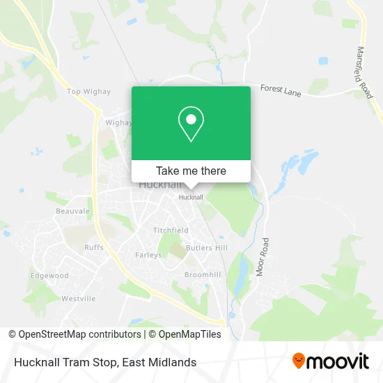 How to Get to Hucknall Tram Stop in Ashfield by Bus, Light Rail or Train?