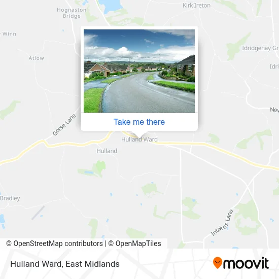 How to Get to Hulland Ward in Derbyshire Dales by Bus?