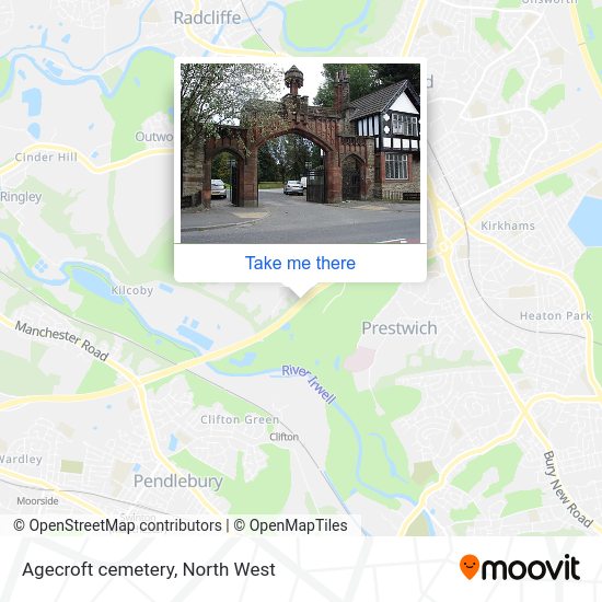 How to Get to Agecroft cemetery in Whitefield by Bus, Light Rail or Train?