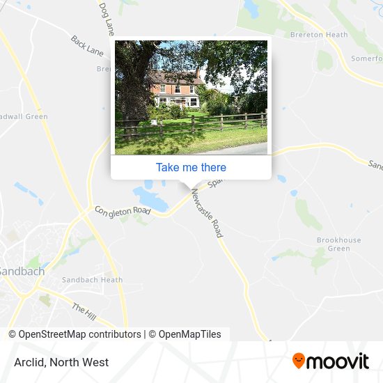 How to get to Arclid in Sandbach by bus or train?