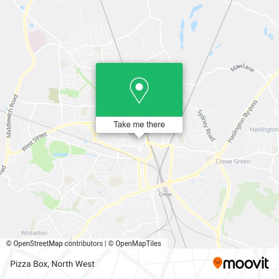 How to get to Pizza Box in Crewe by train or bus?