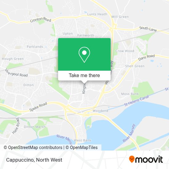 How to get to Cappuccino in Widnes by bus or train?