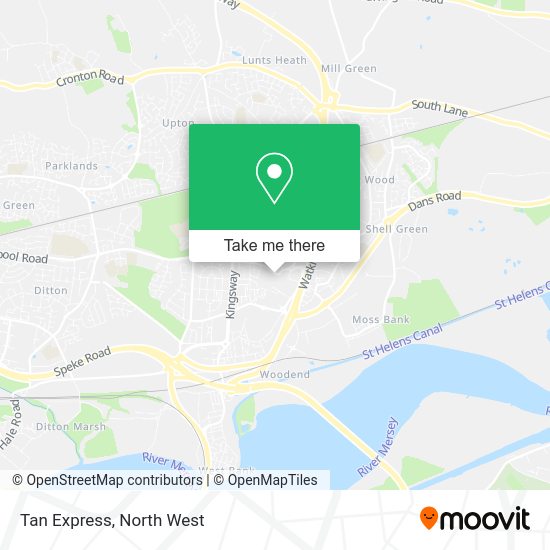 How to get to Tan Express in Widnes by bus or train?