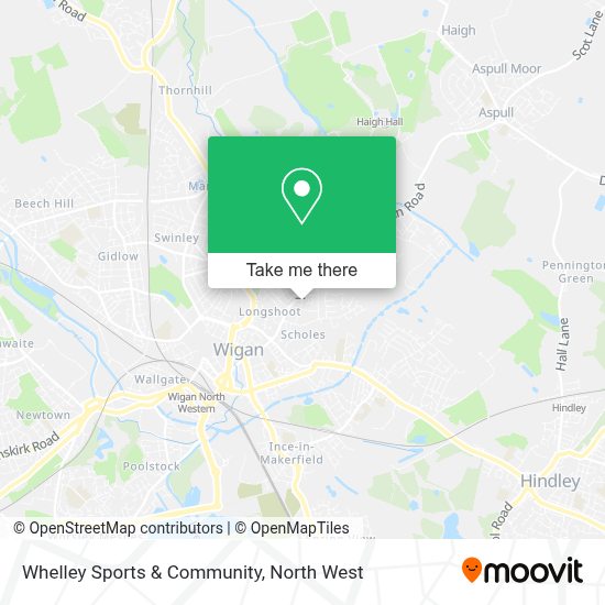 How to get to Whelley Sports & Community in Wigan by bus or train?