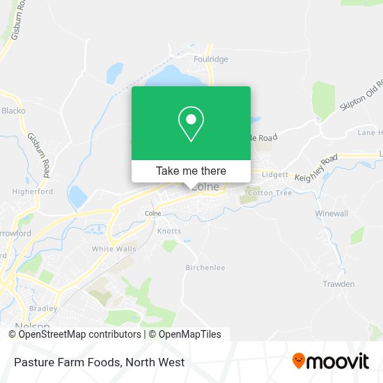 How to get to Pasture Farm Foods in Colne by bus or train?