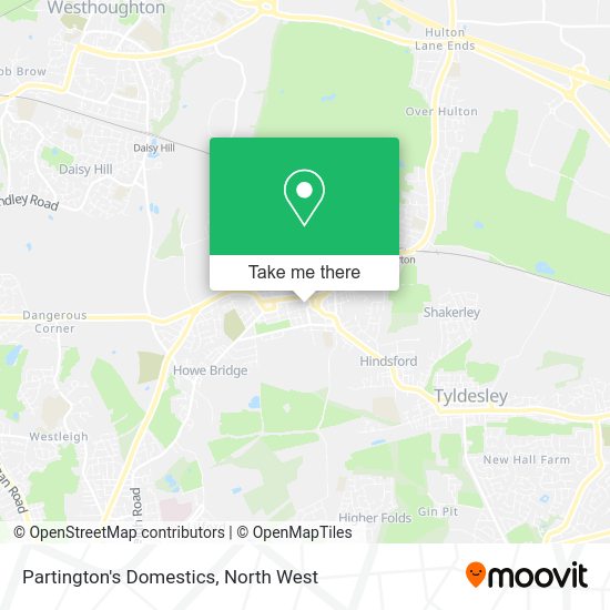 How to get to Partington's Domestics in Atherton by bus or train?