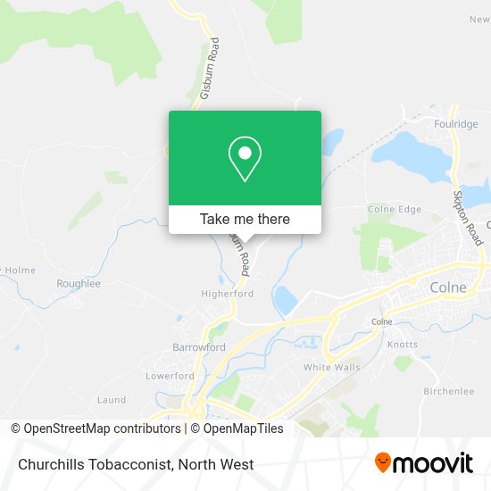 How to get to Churchills Tobacconist in Blacko by bus or train?