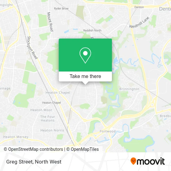 How to Get to Greg Street in Reddish by Bus, Train or Light Rail?