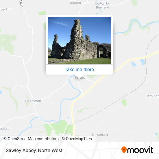 How to Get to Sawley Abbey in Forest Of Bowland by Bus?