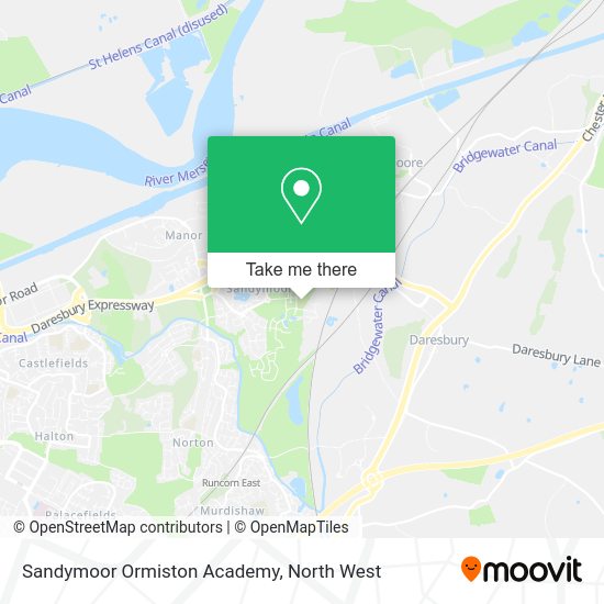 How to get to Sandymoor Ormiston Academy in Runcorn by bus or train?