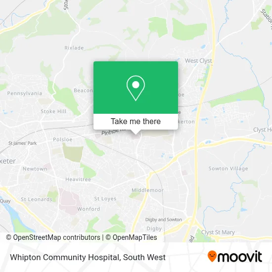 How to Get to Whipton Community Hospital in Exeter by Bus or Train?