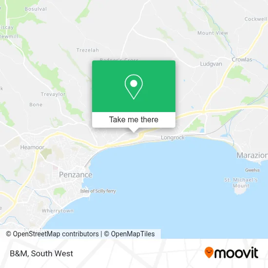 How to Get to B&M in Ludgvan by Bus or Train?