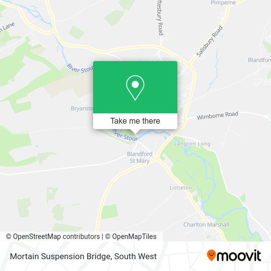How to Get to Mortain Suspension Bridge in Blandford Forum by Bus?