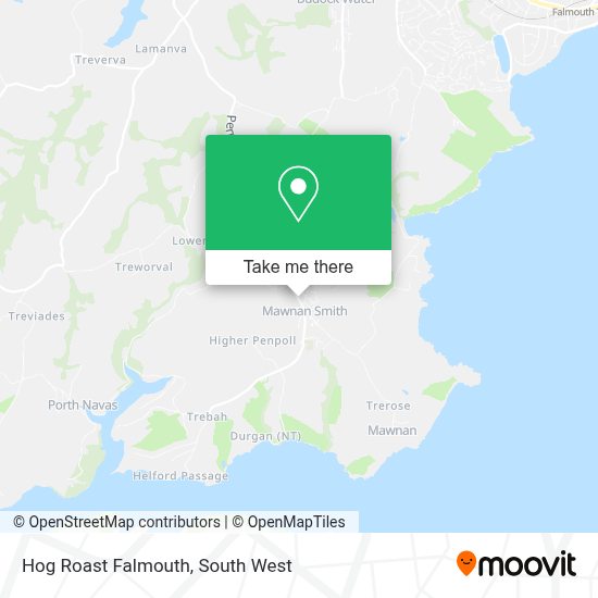 How to get to Hog Roast Falmouth in Cornwall by bus or train?
