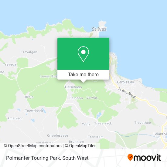 How to get to Polmanter Touring Park in Cornwall by bus or train?