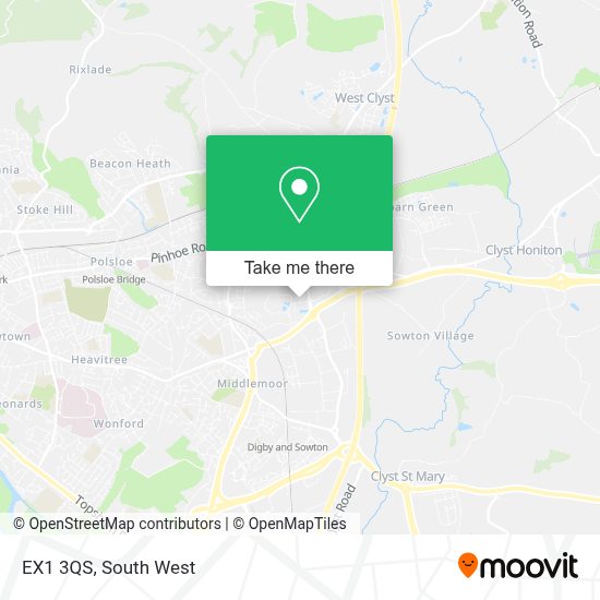 How to Get to EX1 3QS in Exeter by Bus or Train?