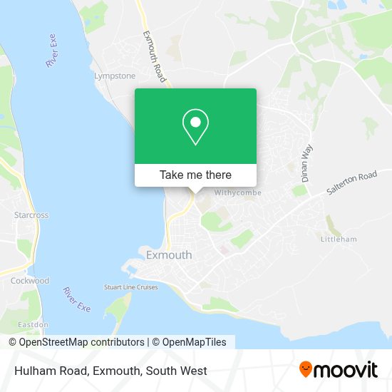How to get to Hulham Road, Exmouth in East Devon by bus or train?