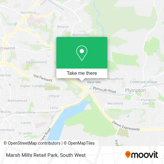 How to Get to Marsh Mills Retail Park in Plymouth by Bus or Train?