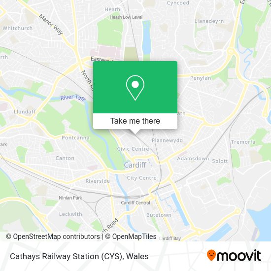 How to get to Cathays Railway Station (CYS) in Cardiff by bus or train?