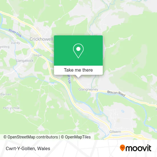 How to Get to Cwrt-Y-Gollen in Powys by Bus?
