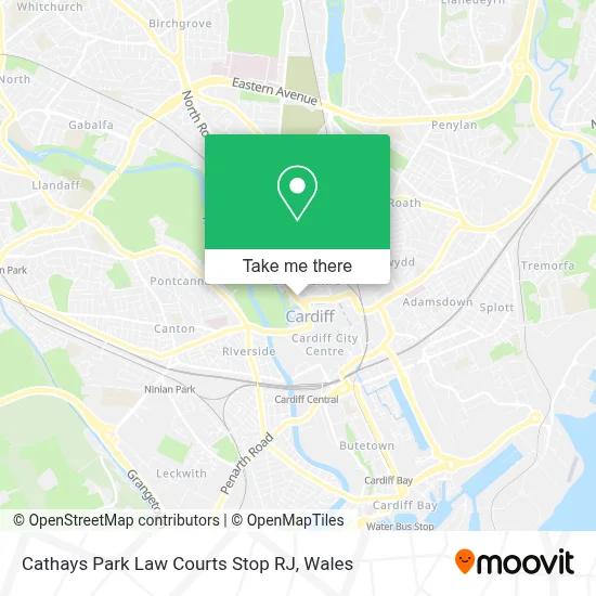How to Get to Cathays Park Law Courts Stop RJ in Cardiff by Bus or Train?