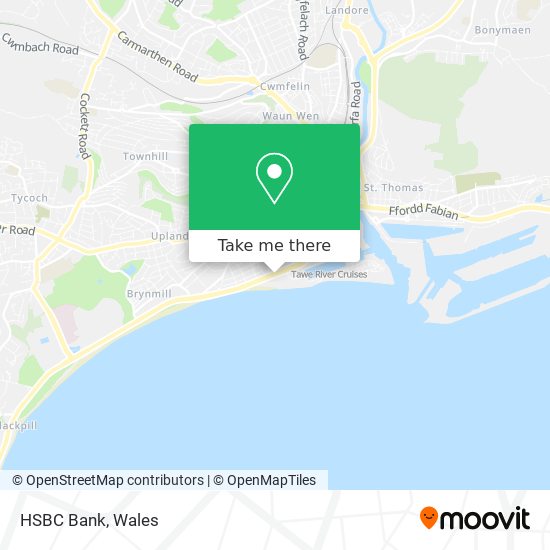 How to get to HSBC Bank in Swansea by bus or train?