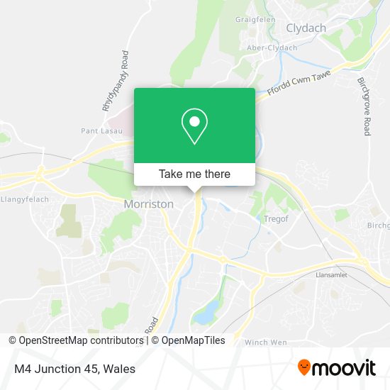 How to get to M4 Junction 45 in Swansea by bus or train?