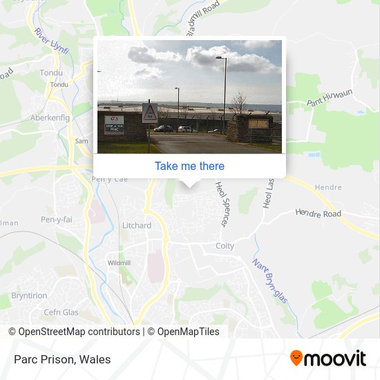 How to Get to Parc Prison in Bridgend by Bus or Train?