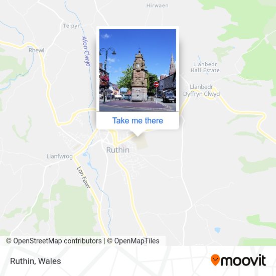 How to get to Ruthin in Denbighshire by bus?
