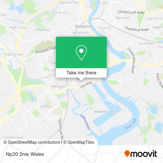 How to get to Np20 2nw in Newport by bus or train?