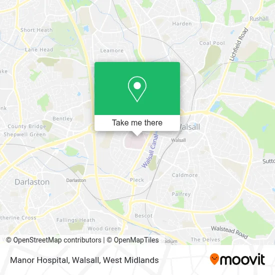 How to Get to Manor Hospital, Walsall in Pleck by Bus or Train?