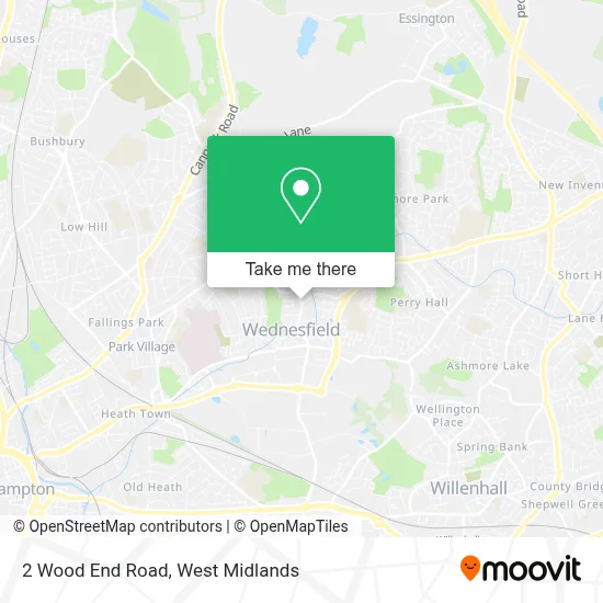 How to Get to 2 Wood End Road in Wednesfield South by Bus or Train?