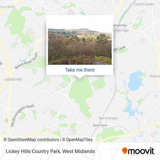 How to Get to Lickey Hills Country Park in Cofton by Bus or Train?