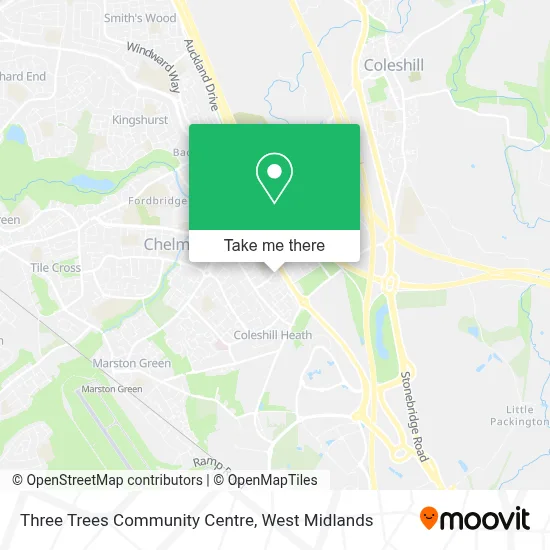 How to Get to Three Trees Community Centre in Chelmsley Wood by Bus or ...