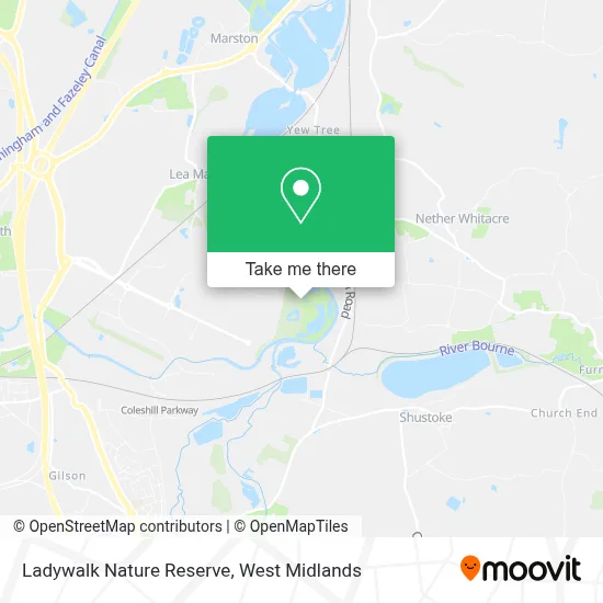 How to Get to Ladywalk Nature Reserve in Curdworth by Bus or Train?
