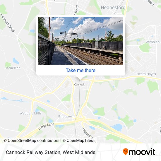 How to Get to Cannock Railway Station in Cannock South by Bus or Train?