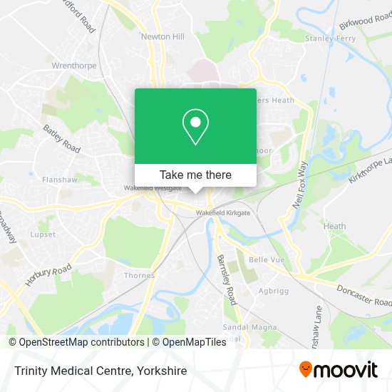 How to get to Trinity Medical Centre in Wakefield by bus or train?