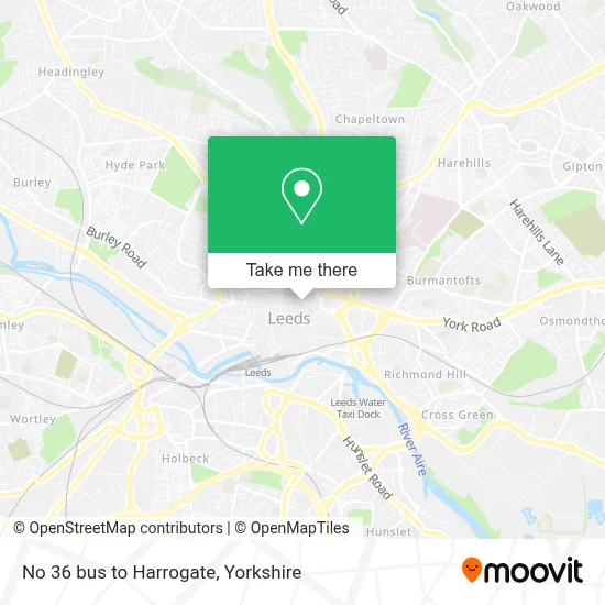 How to Get to No 36 bus to Harrogate in Leeds by Bus or Train?