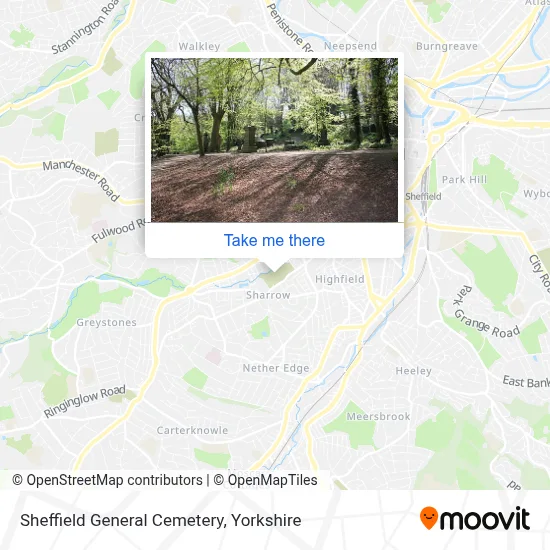 How to Get to Sheffield General Cemetery by Bus, Light Rail or Train?