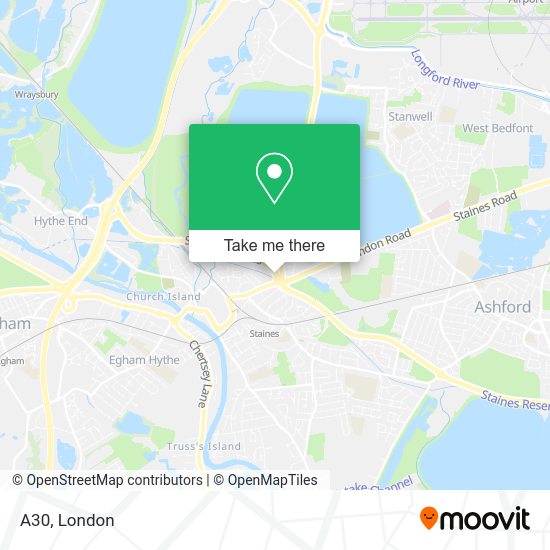 How to Get to A30 in Staines-Upon-Thames by Bus, Train or Tube?