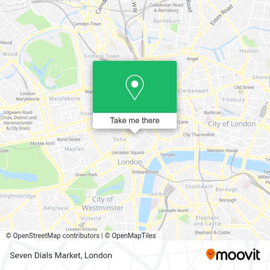 How to Get to Seven Dials Market in Covent Garden by Tube, Bus or Train?
