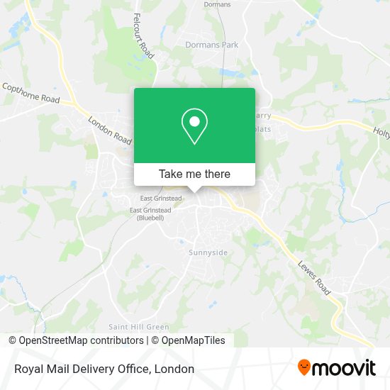 How to get to Royal Mail Delivery Office in East Grinstead by train or bus?