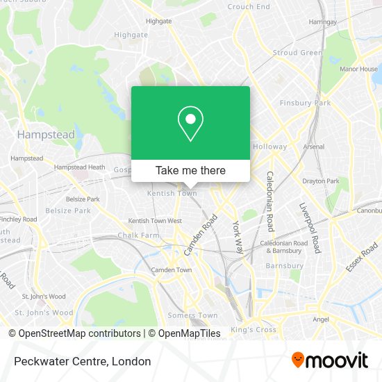 How to get to Peckwater Centre in Kentish Town by train, bus or Tube?