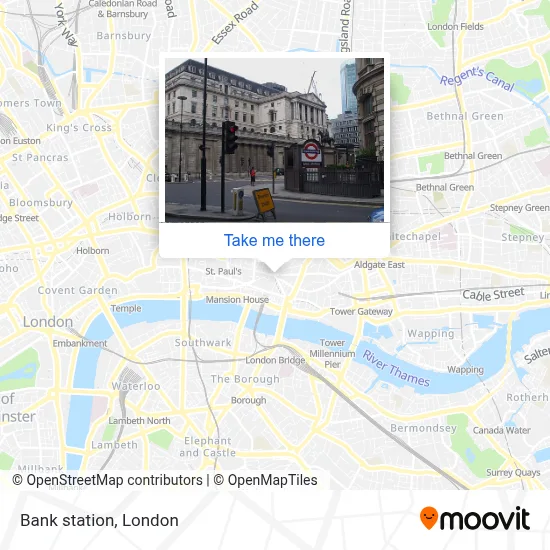 How to Get to Bank station in City Of London by Bus, Tube, Train or DLR?