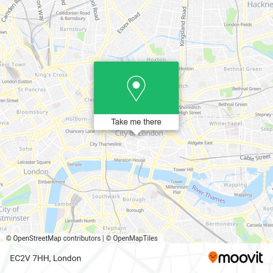 How to Get to EC2V 7HH in City Of London by Tube, Bus or Train?