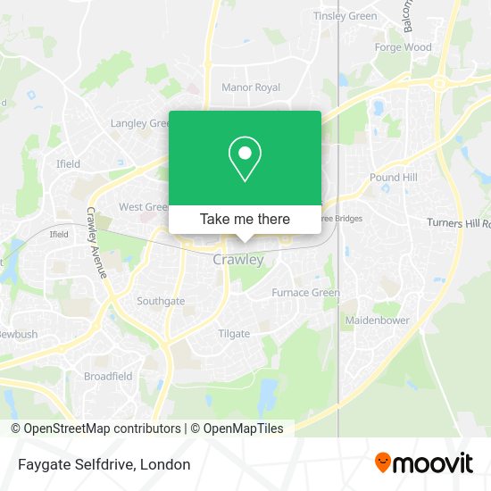 How to get to Faygate Selfdrive in Crawley by bus or train?