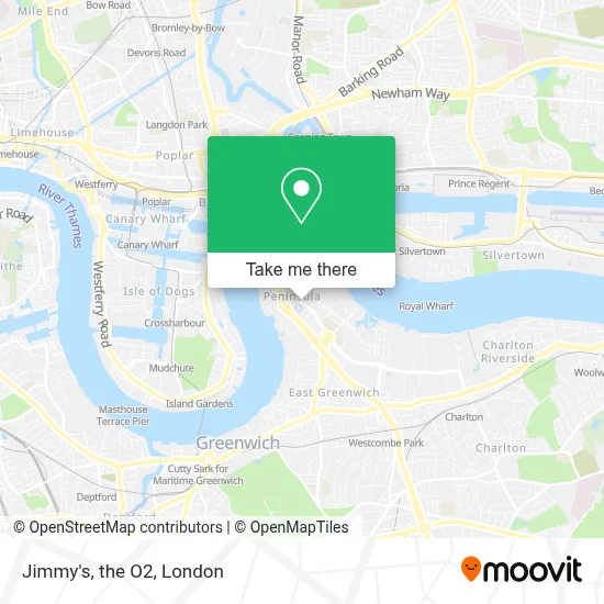 How to Get to Jimmy's, the O2 in North Greenwich by Tube, Bus or Train?