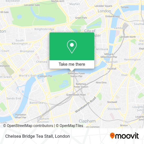 How to get to Chelsea Bridge Tea Stall in Battersea by bus, train or Tube?