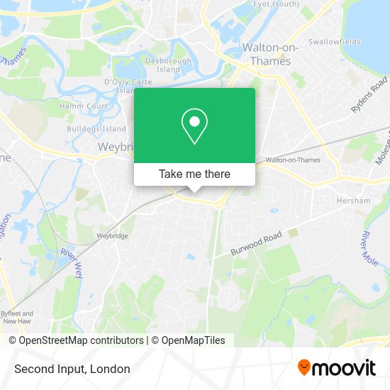 How to get to Second Input in Weybridge by bus or train?