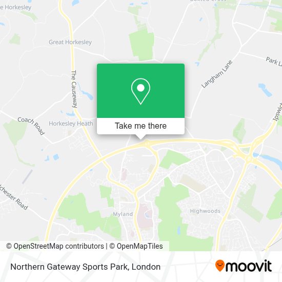 How to get to Northern Gateway Sports Park in Colchester by bus or train?